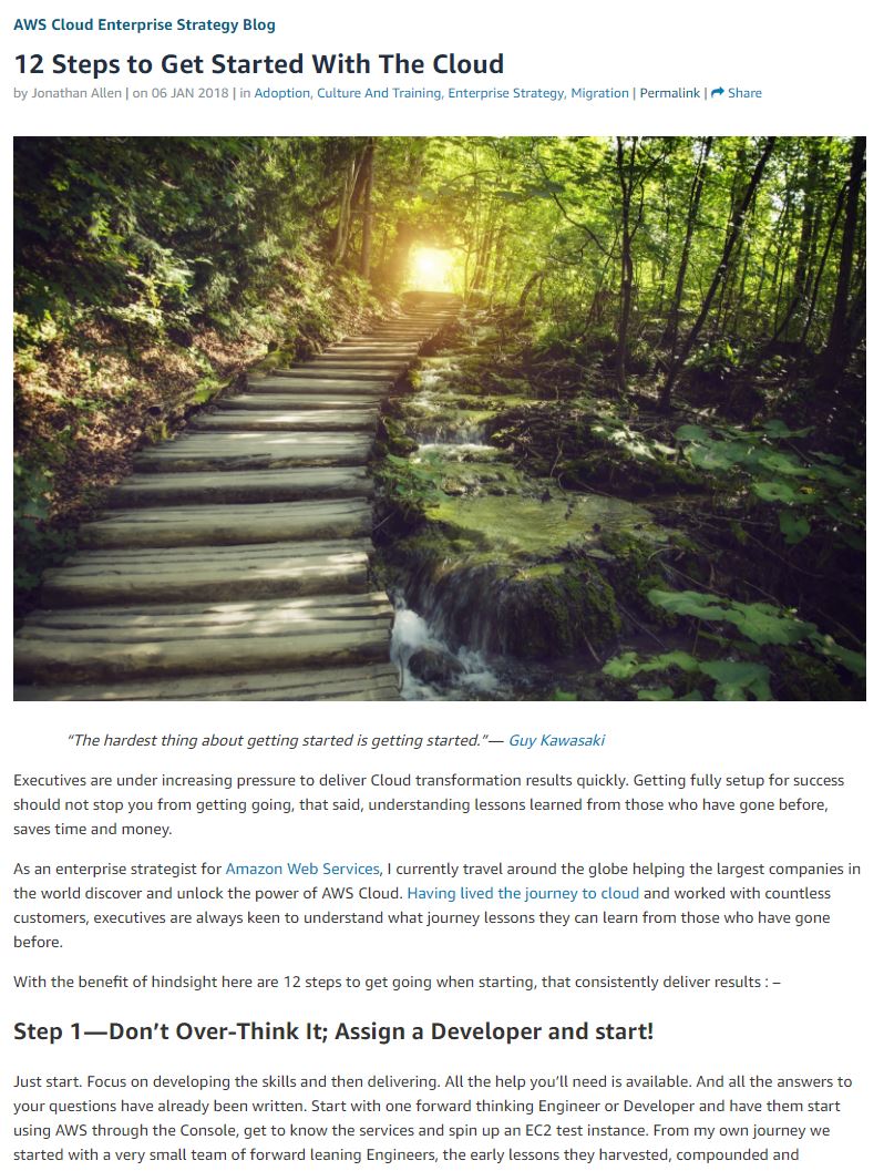 12 Steps to Get Started With The Cloud, AWS, 2017 - Fórum IBGP